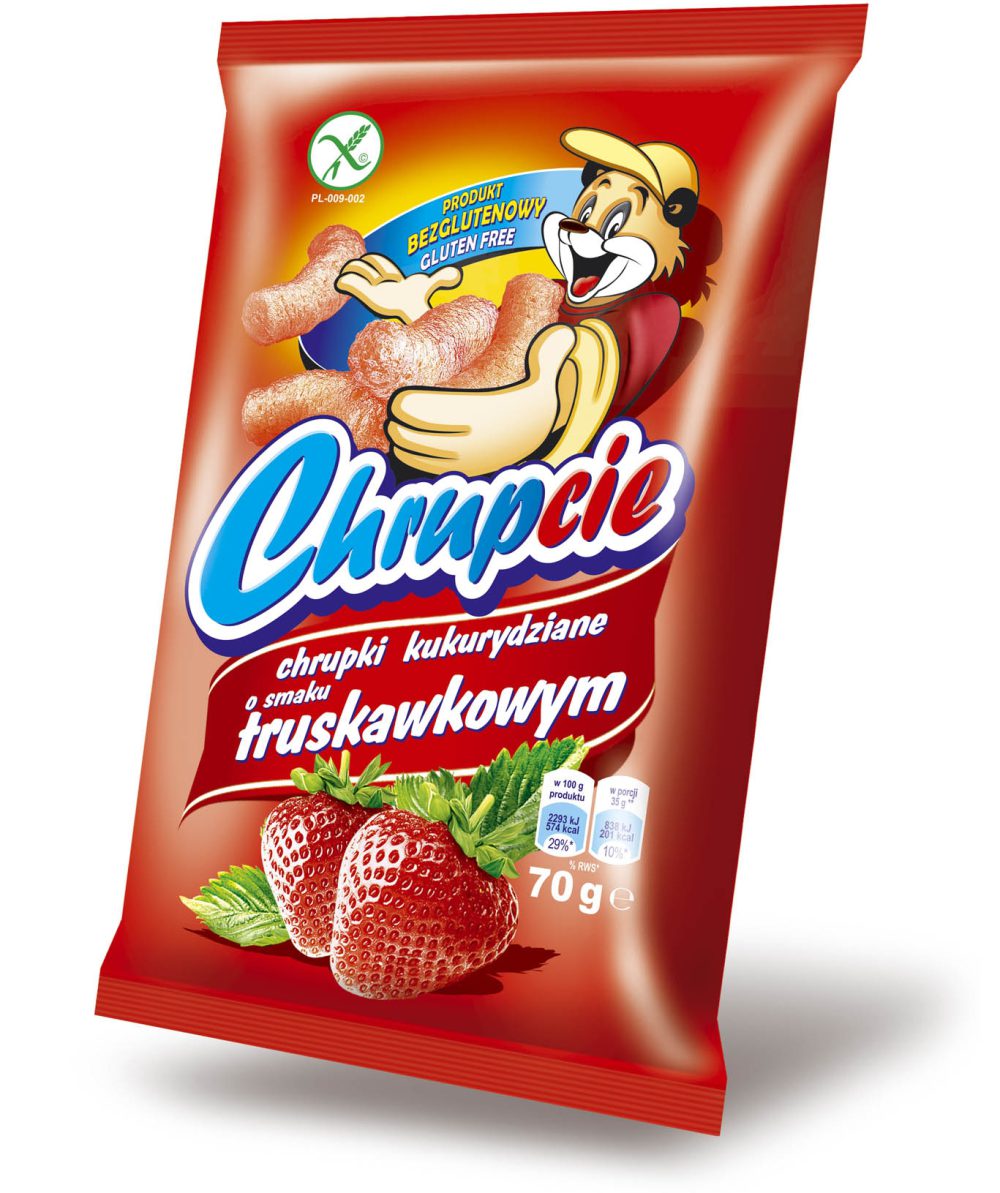 CHRUPCIE Strawberry-flavoured corn chips 70g - Eurosnack